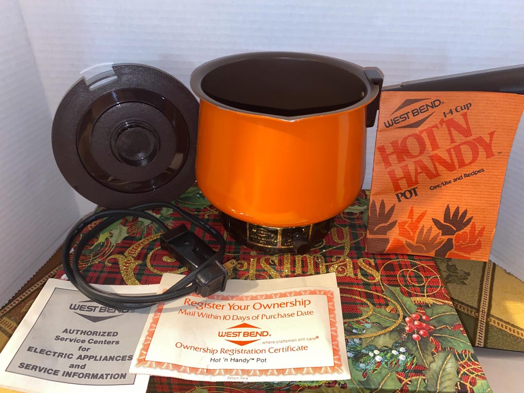 Vintage West Bend Hot N Handy Electric Cooking Pot Orange Retro 80s ...