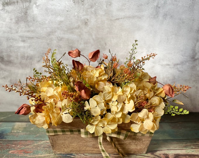 Rustic Autumn Table Centerpiece in Wooden Box for Country Farmhouse ...