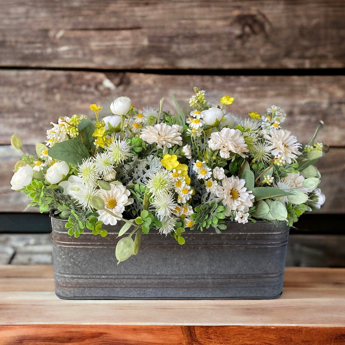Large Neutral Colors Centerpiece Table Arrangement Garden Style Flower ...