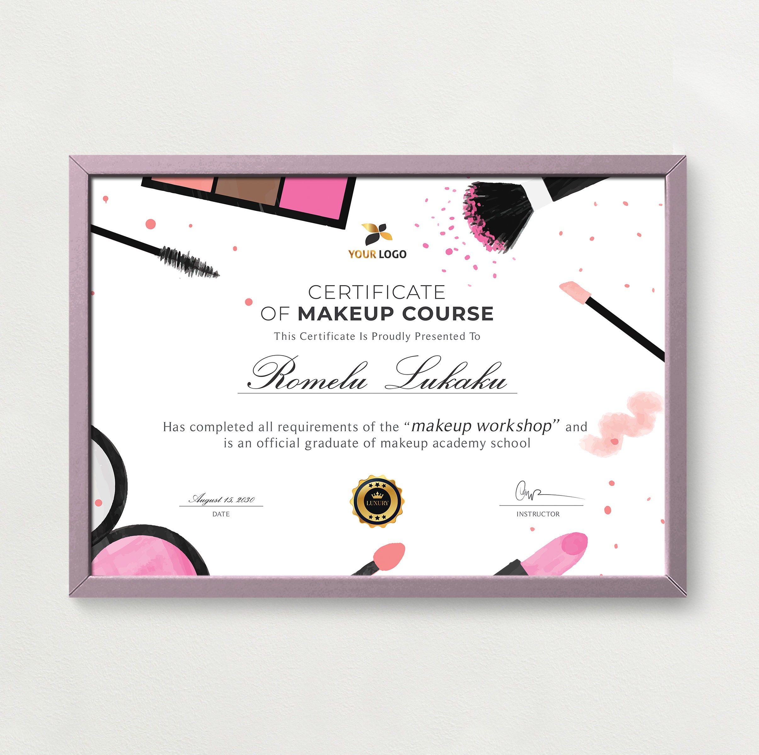 Certificate Template in Canva | Instant Download | Printable Makeup ...