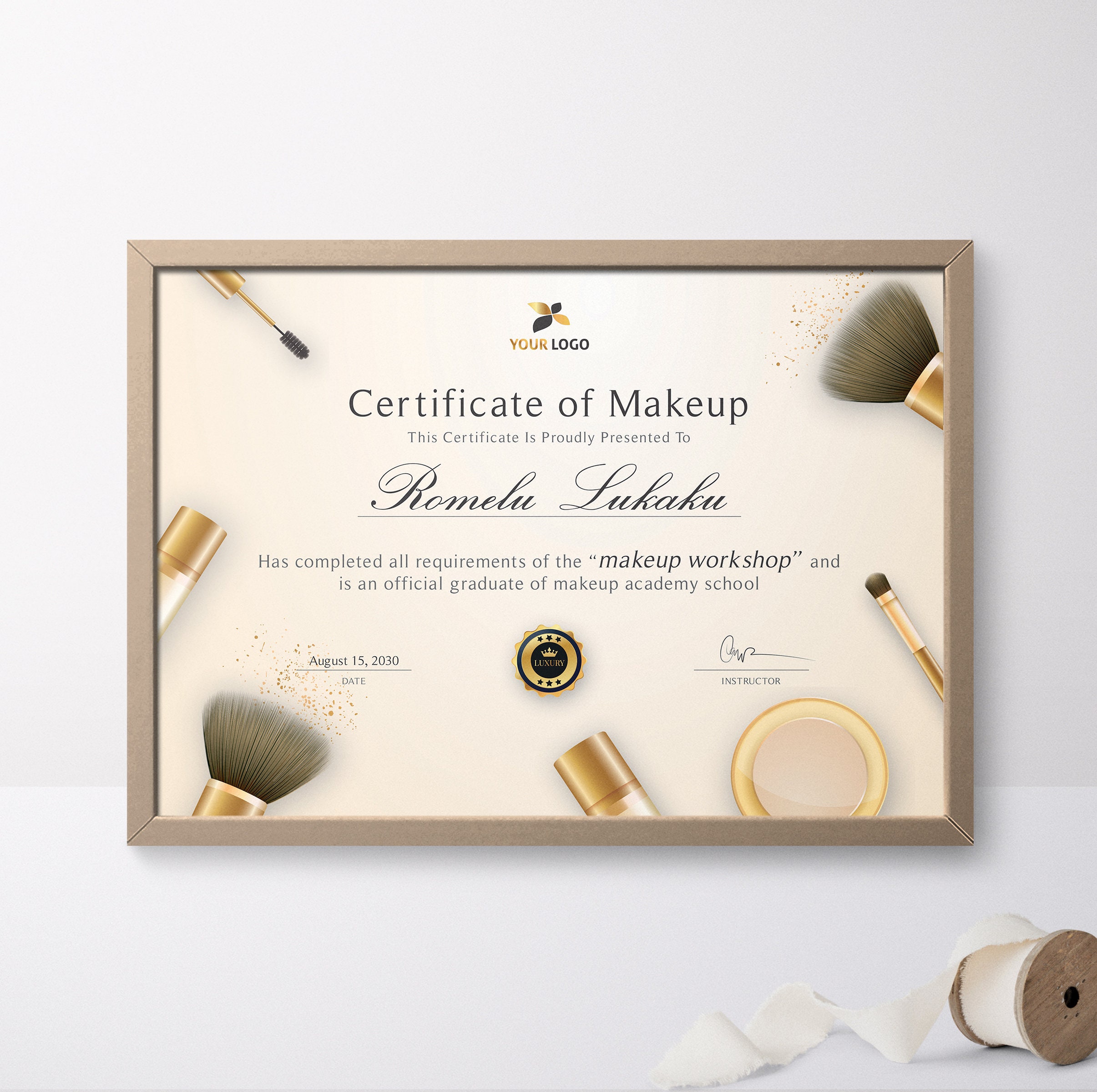 Certificate Template in Canva Instant Download Printable Makeup Course ...