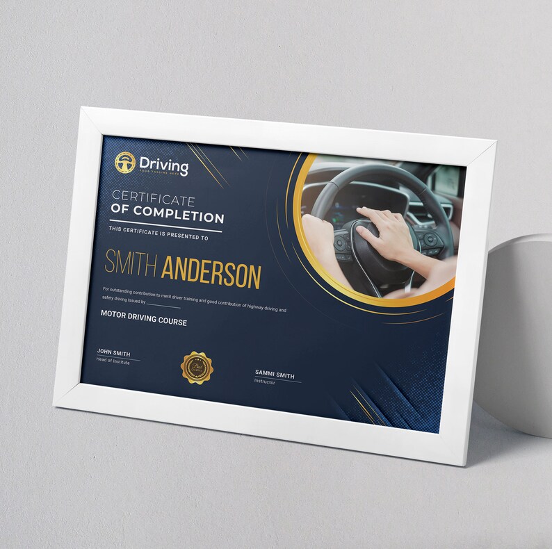 Certificate Template in Canva | Instant Download | Printable Driving ...