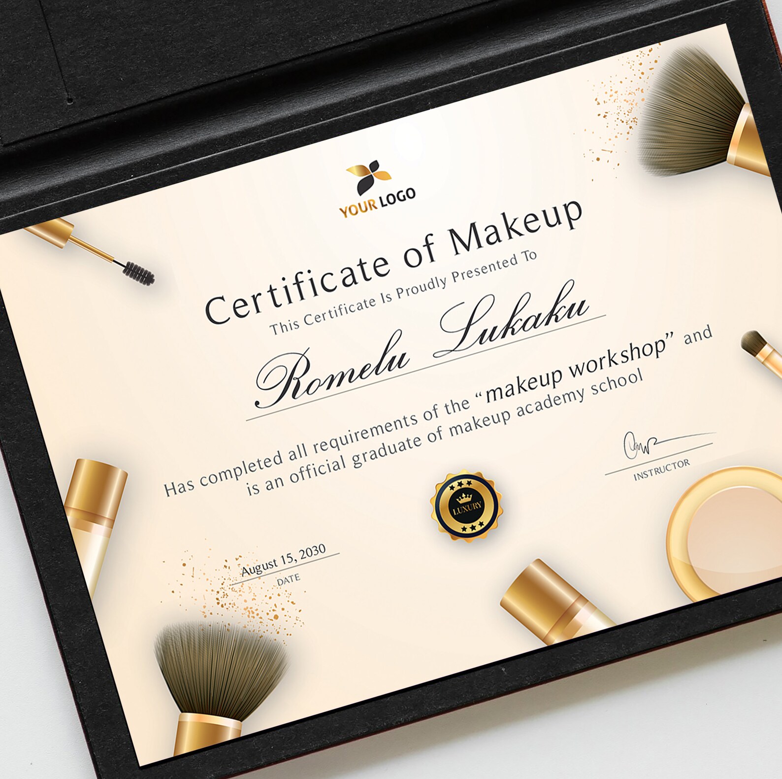 Certificate Template in Canva Instant Download Printable Makeup Course Certificate Easily Edit ...