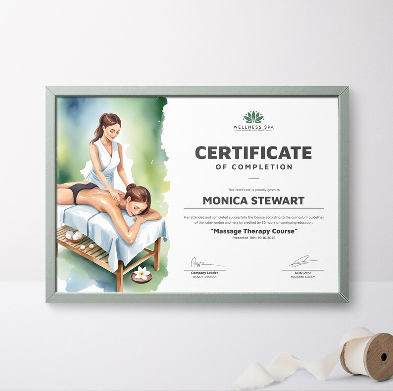 Massage Therapy Certificate Template in Canva | Certificate of ...