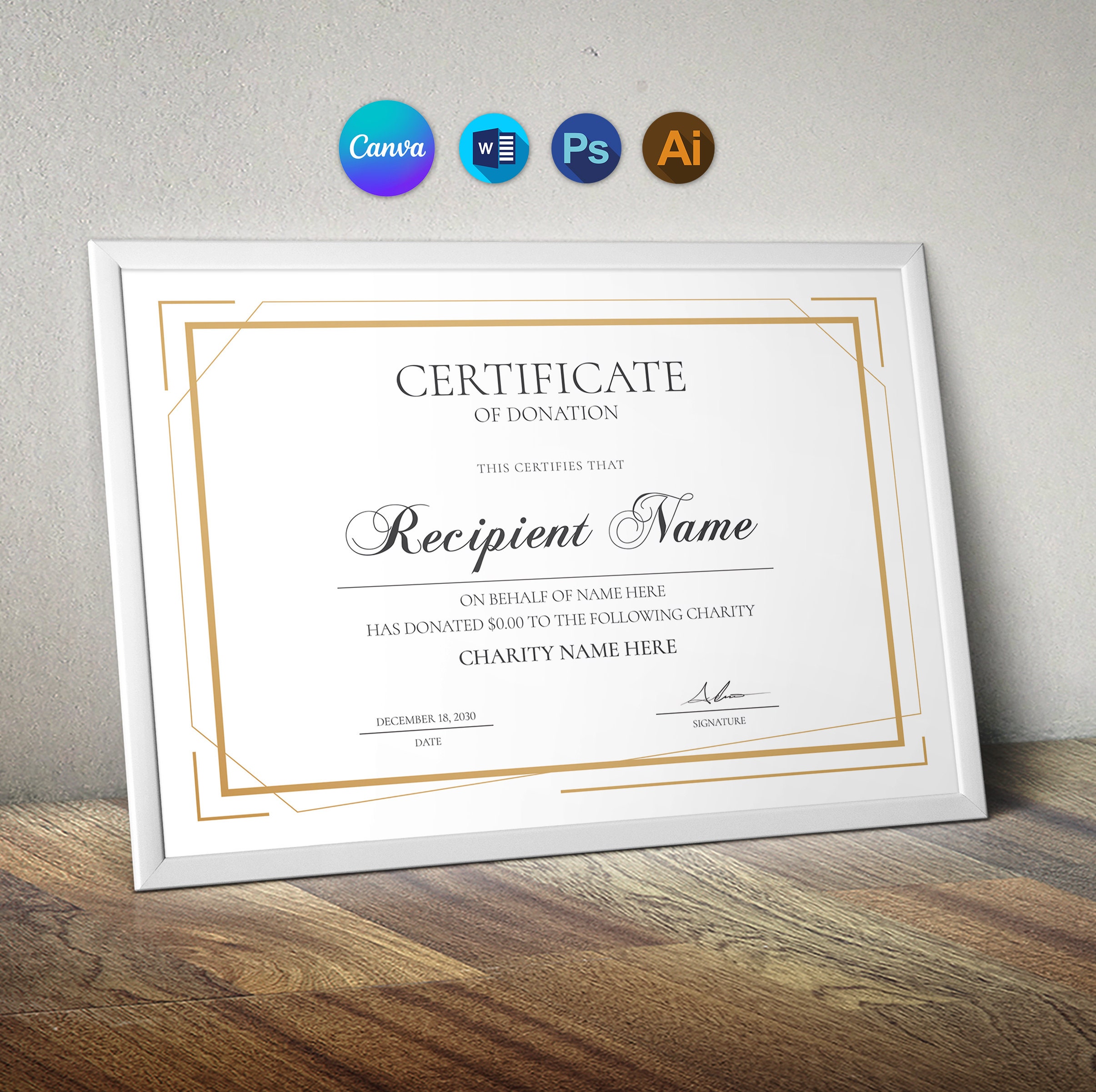 Canva Certificate of Donation Template, Donation Certificate, Printable ...