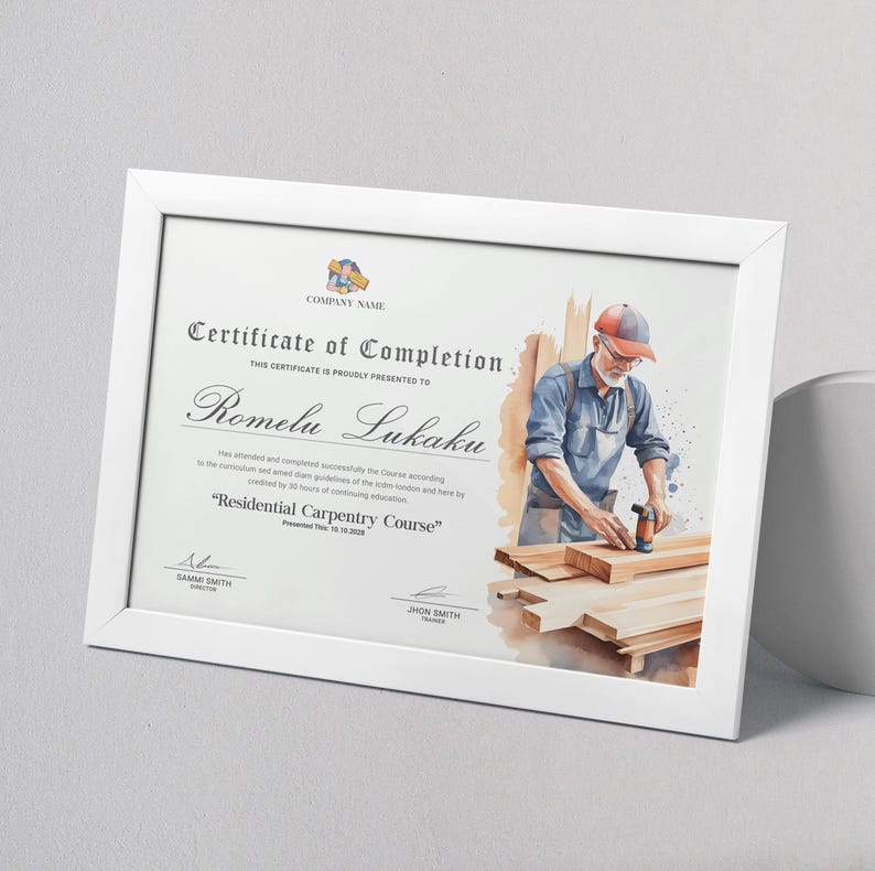 Certificate Template in Canva | Instant Download | Printable Carpenter ...