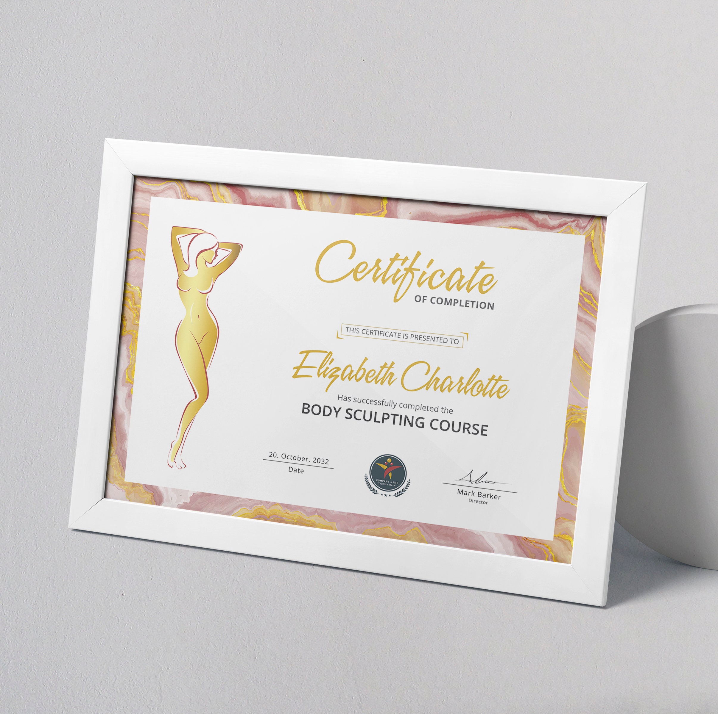 Certificate Template in Canva | Body Sculpting Certificate , Body ...