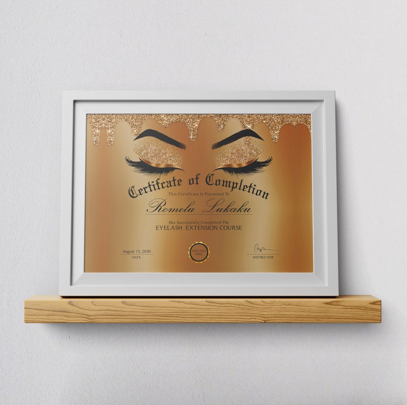 Lash Certificate Template in Canva Instant Download Printable Lash ...