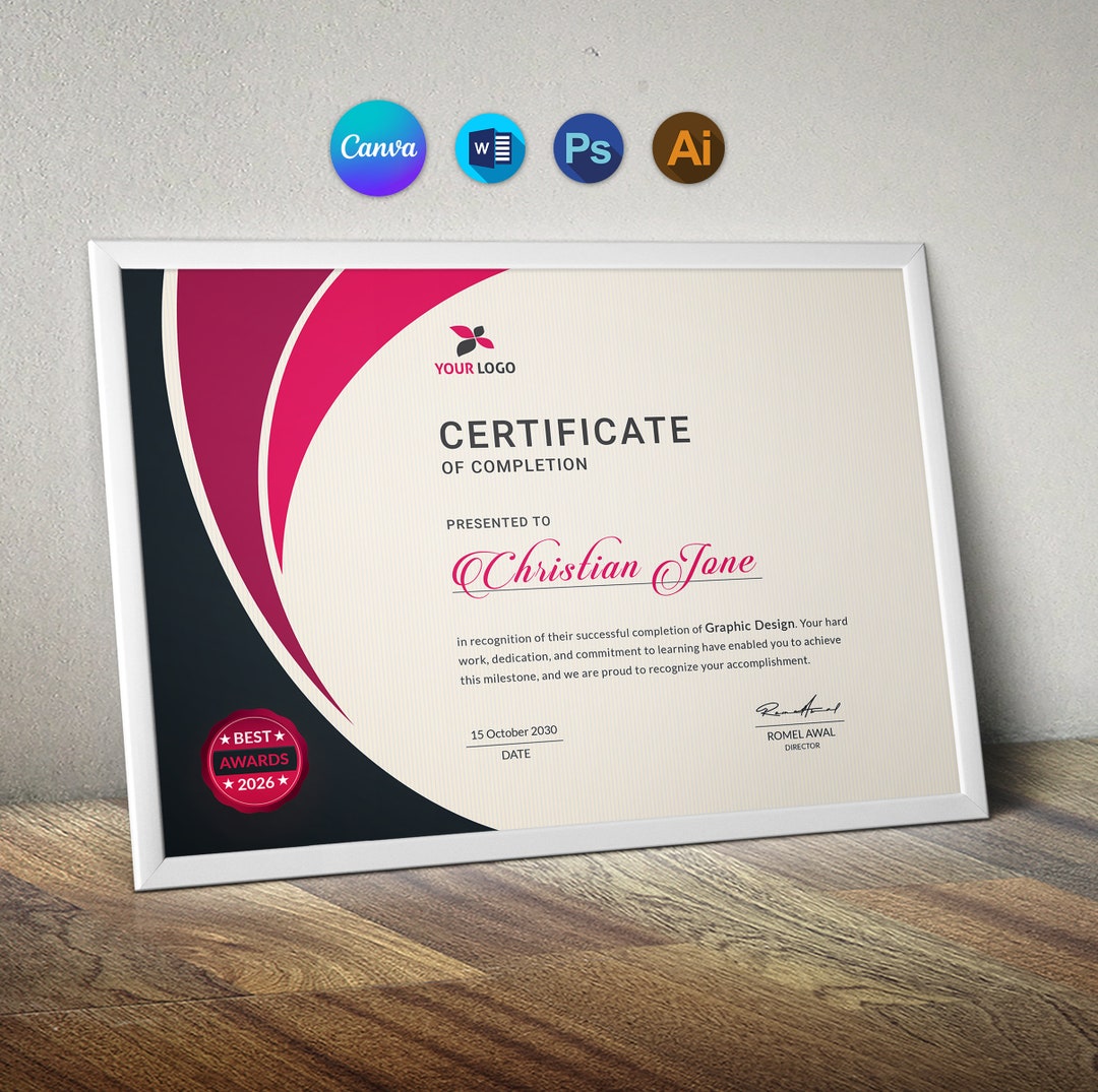 Certificate of Completion Template Canva, Certificate of Completion ...