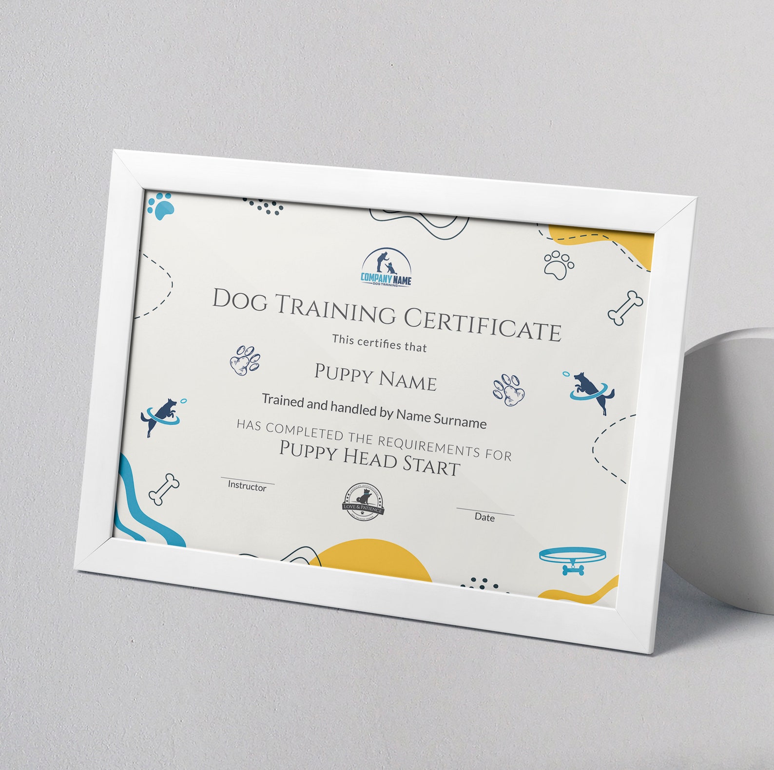 Canva Dog Training Certificate Template, Puppy Training Certificate ...