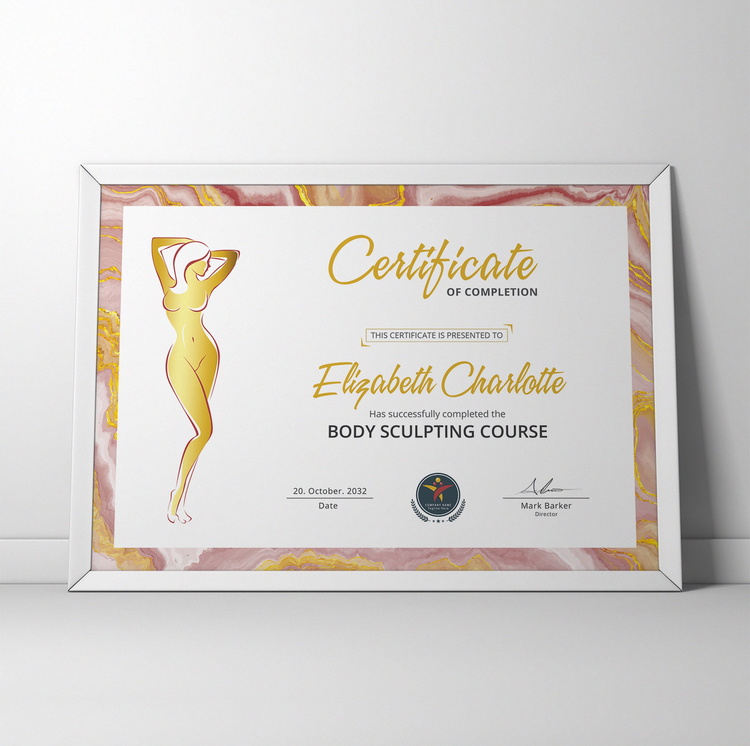 Certificate Template in Canva | Body Sculpting Certificate , Body ...