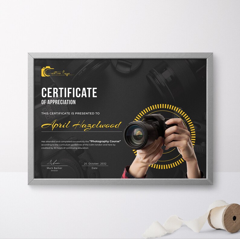CANVA Photography Training Certificate , Certificate of Completion ...