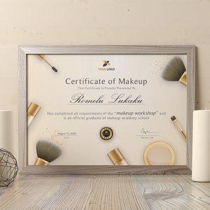Certificate Template in Canva | Instant Download | Printable Makeup Course Certificate | Easily ...