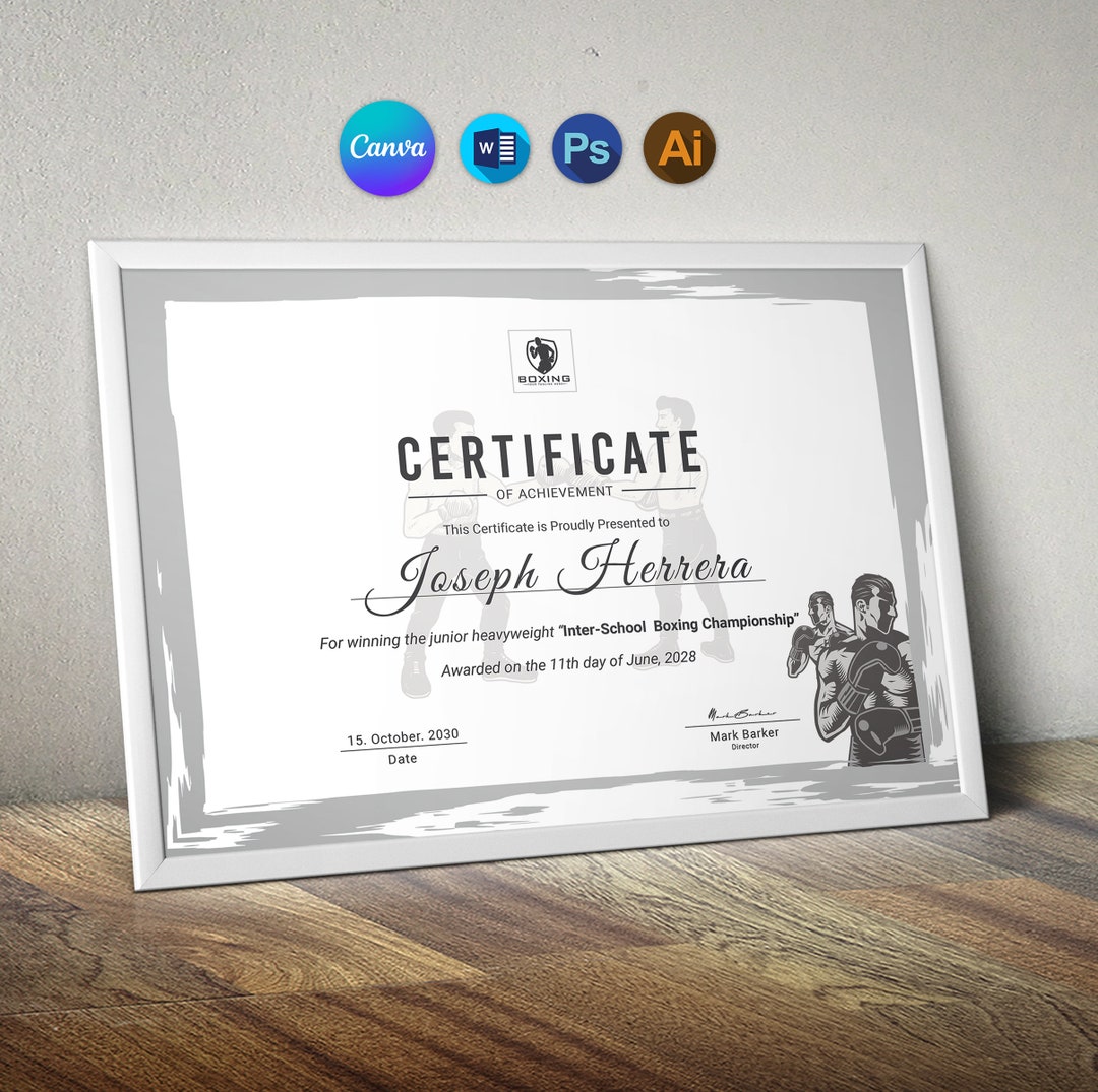 Boxing Certificate, Certificate of Completion Template Canva ...