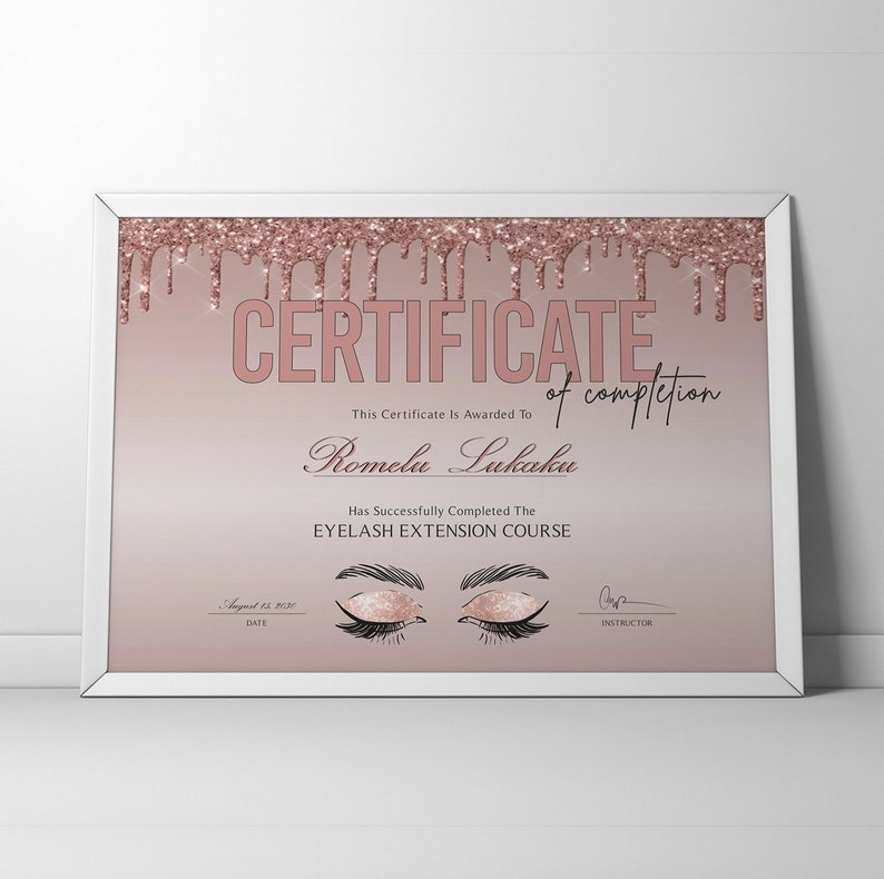 Lash Certificate Template in Canva | Instant Download | Printable Lash ...