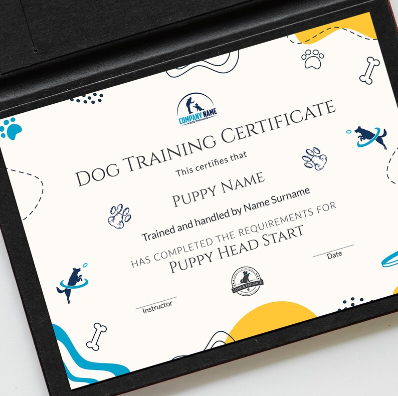 Canva Dog Training Certificate Template, Puppy Training Certificate ...