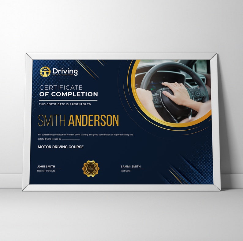 Certificate Template in Canva | Instant Download | Printable Driving ...