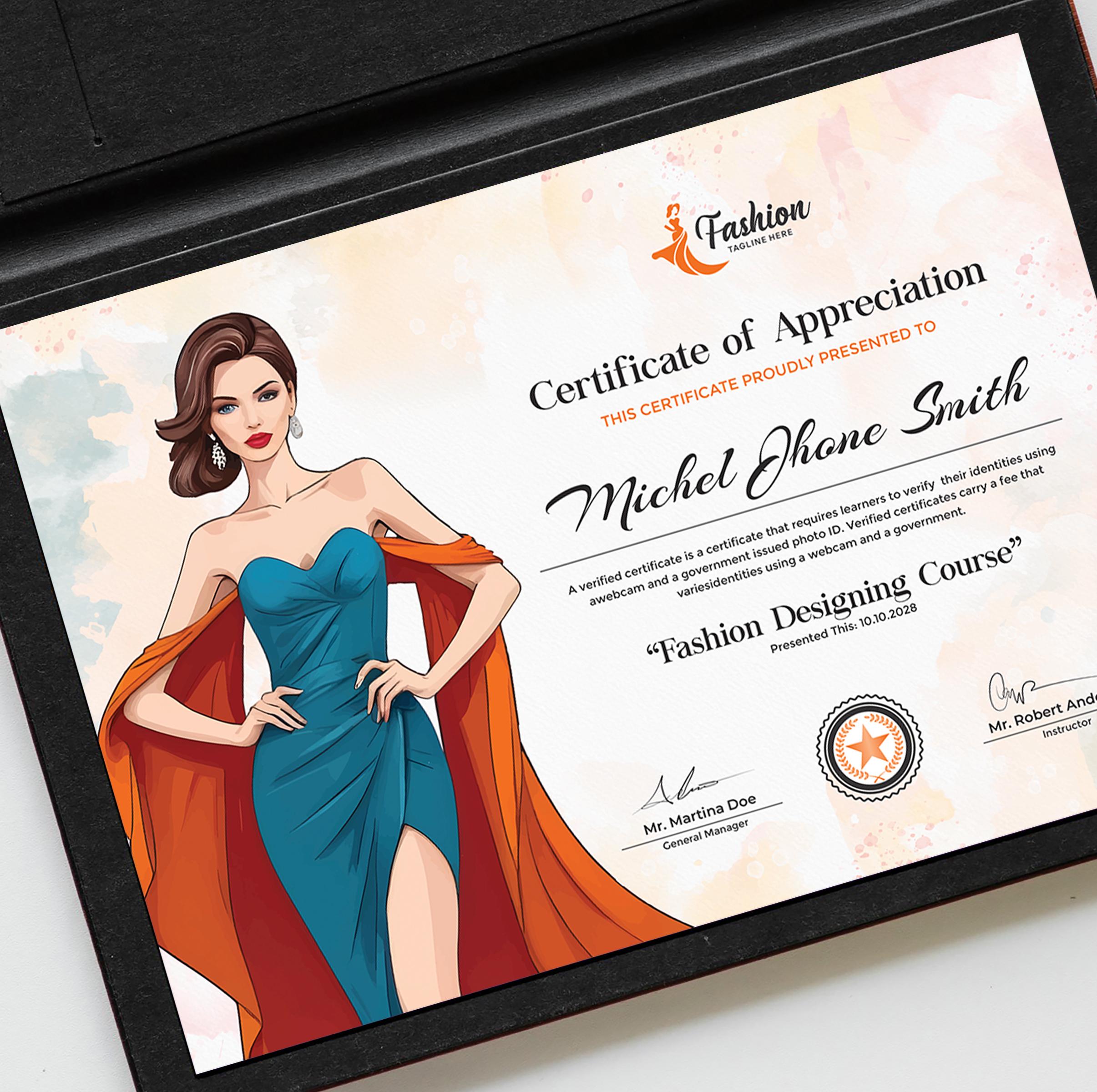 Fashion Designer Certificate in Canva | Instant Download | Printable ...