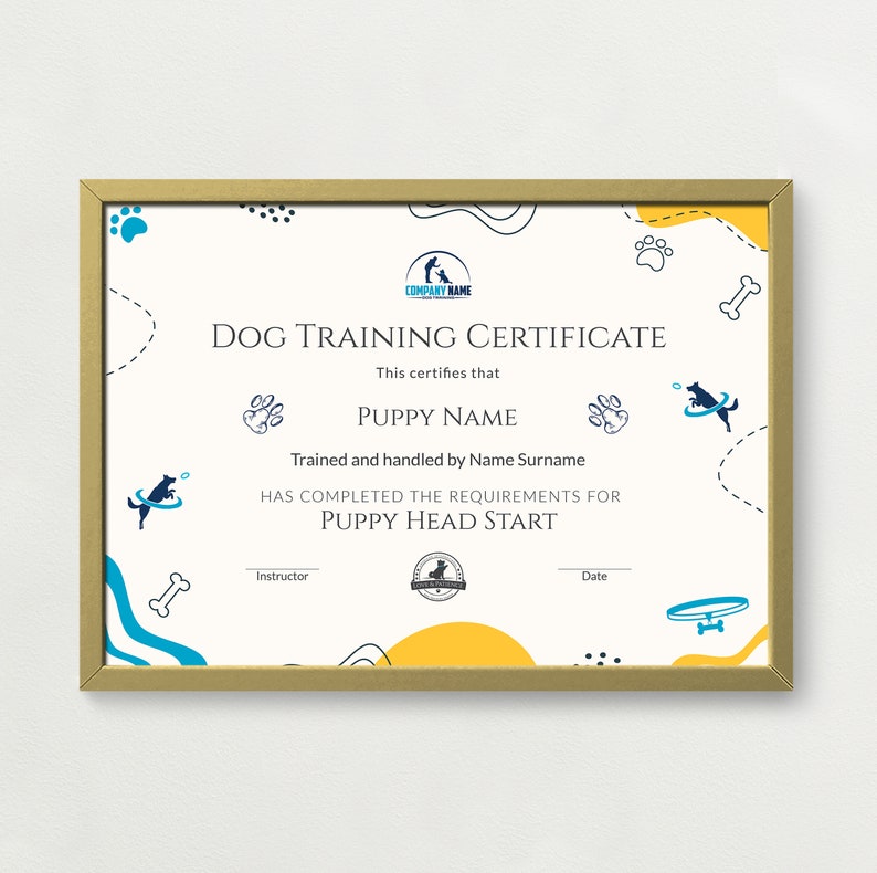 Canva Dog Training Certificate Template, Puppy Training Certificate ...