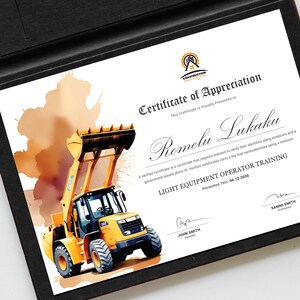 Certificate Template in Canva | Printable Construction Equipment ...
