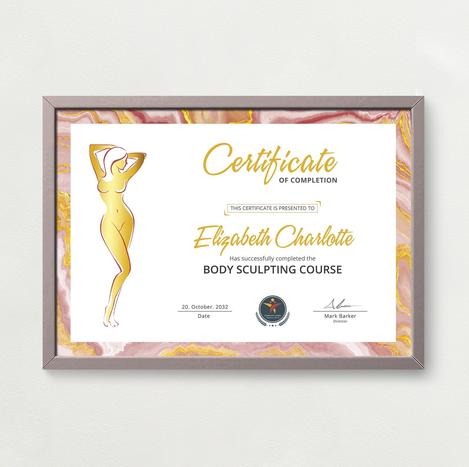 Certificate Template in Canva | Body Sculpting Certificate , Body ...