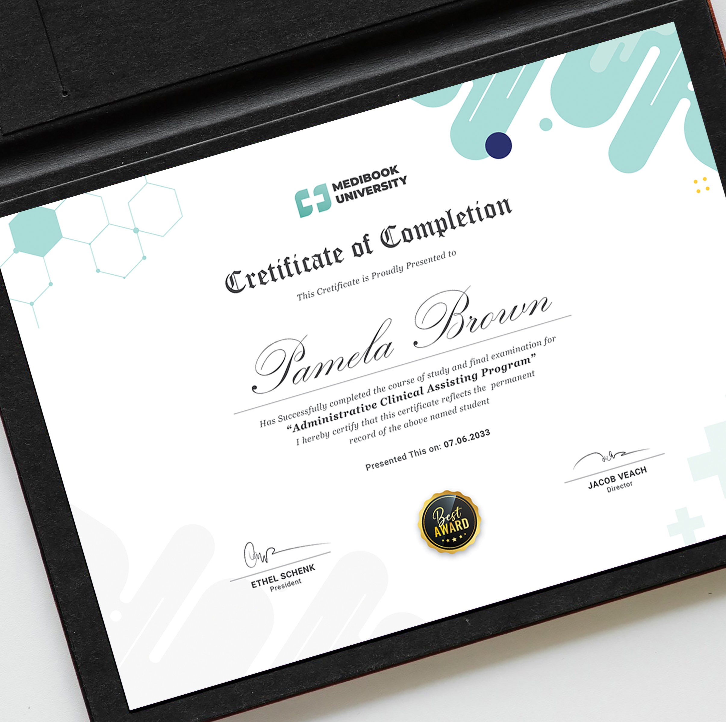 Certificate of Completion Template Canva, Administrative Clinical ...