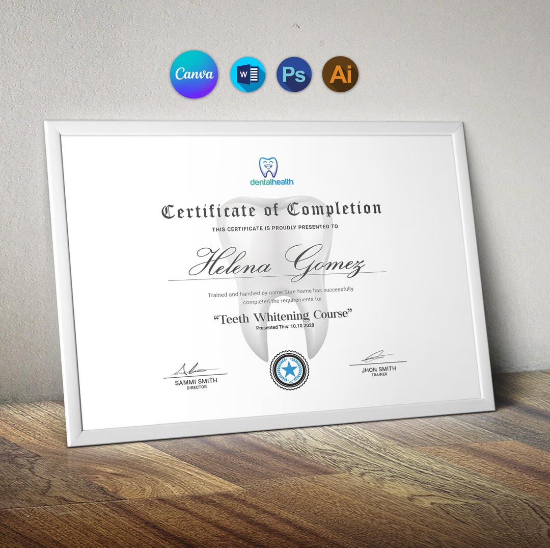 Dental Assistant Certificate in Canva | Instant Download | Printable ...