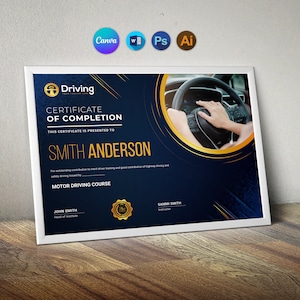 Certificate Template in Canva | Instant Download | Printable Driving ...