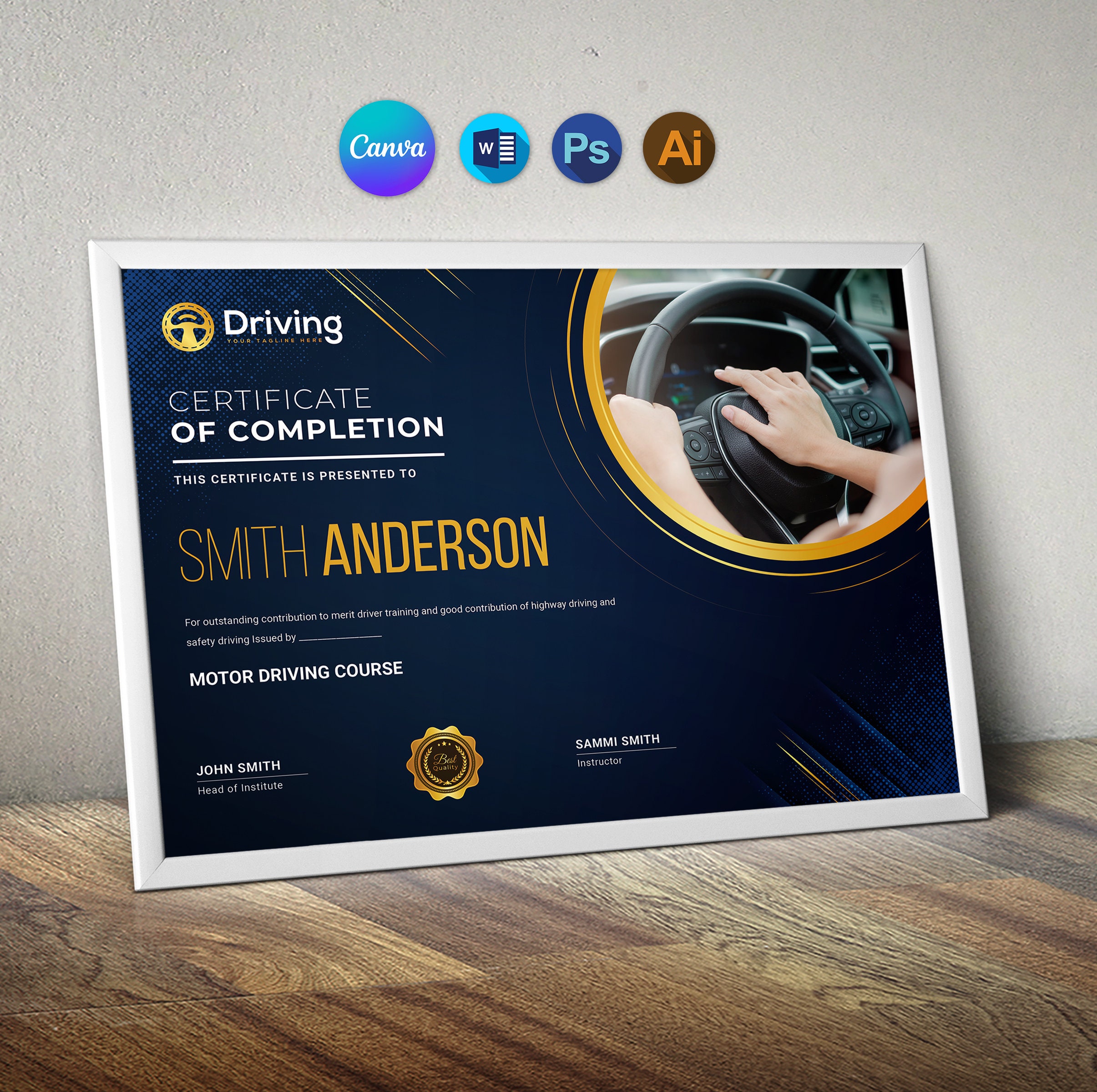 Certificate Template in Canva | Instant Download | Printable Driving ...