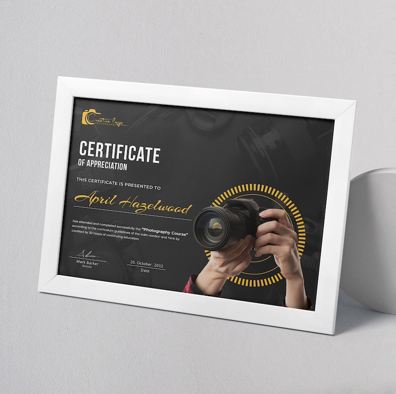 CANVA Photography Training Certificate , Certificate of Completion ...
