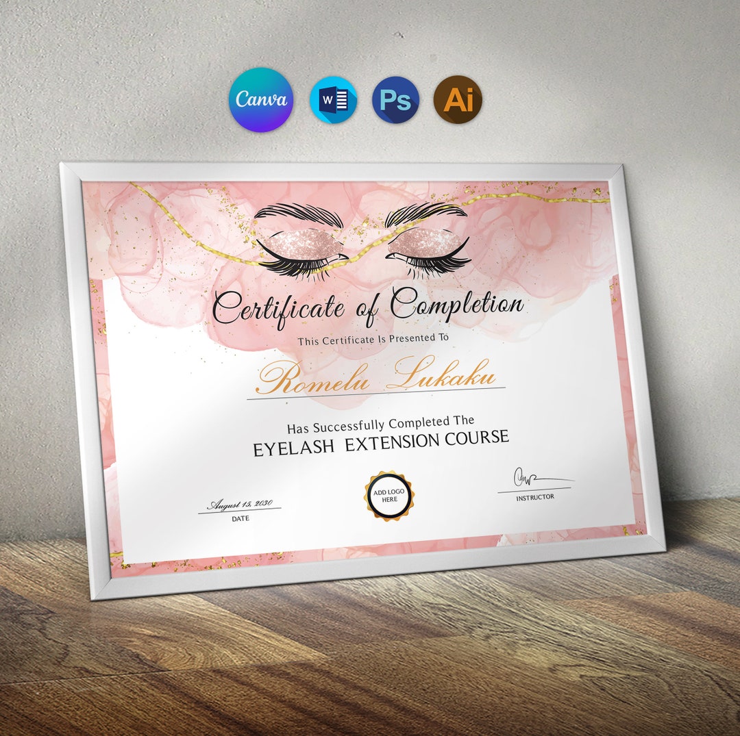 Lash Certificate Template in Canva | Instant Download | Printable Lash ...