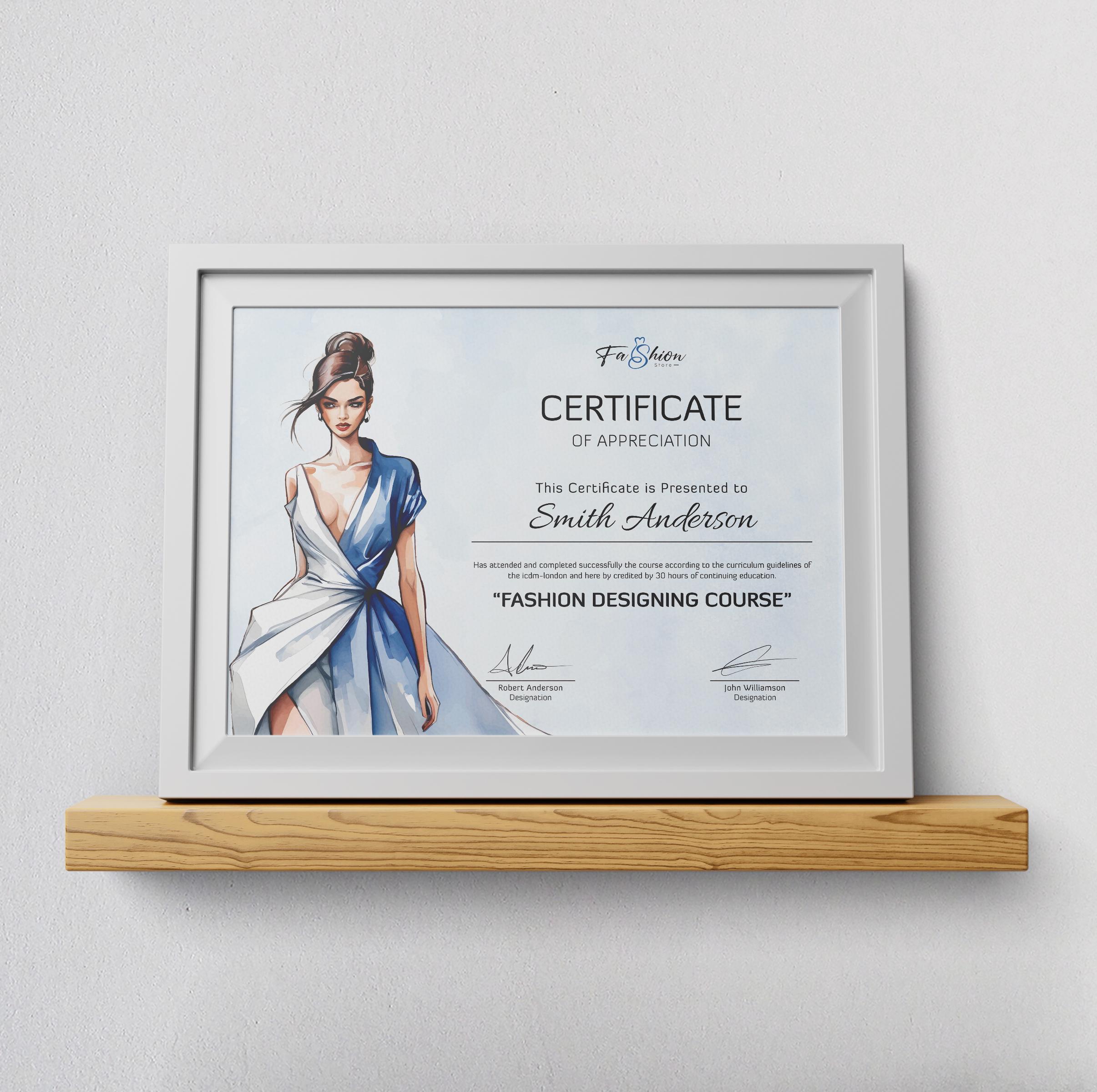 Fashion Designer Certificate in Canva | Printable Fashion Designer ...