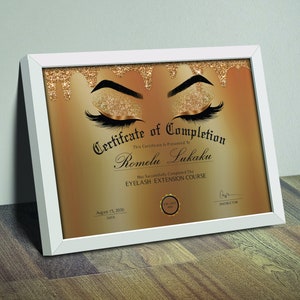 Lash Certificate Template in Canva | Instant Download | Printable Lash ...