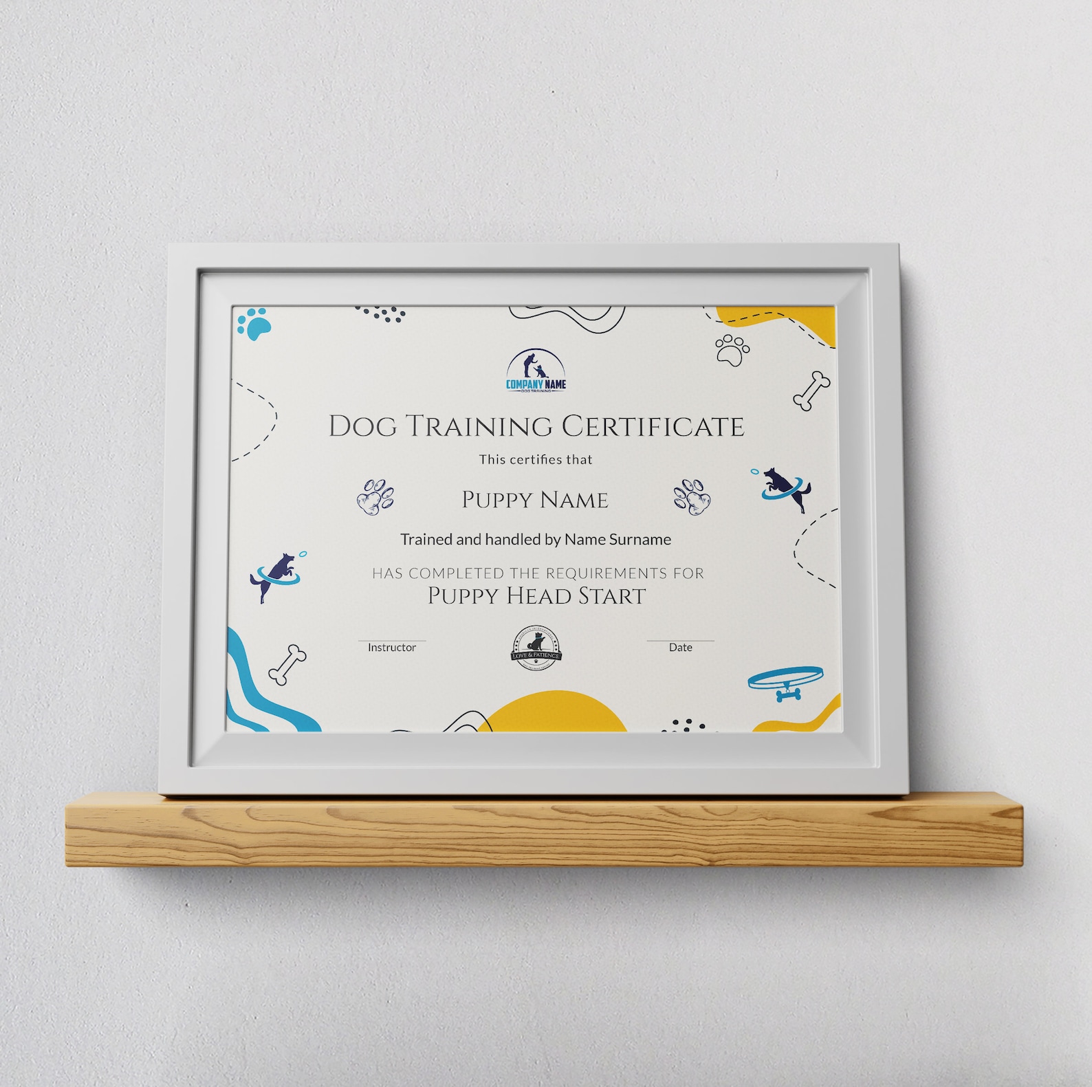 Canva Dog Training Certificate Template, Puppy Training Certificate ...