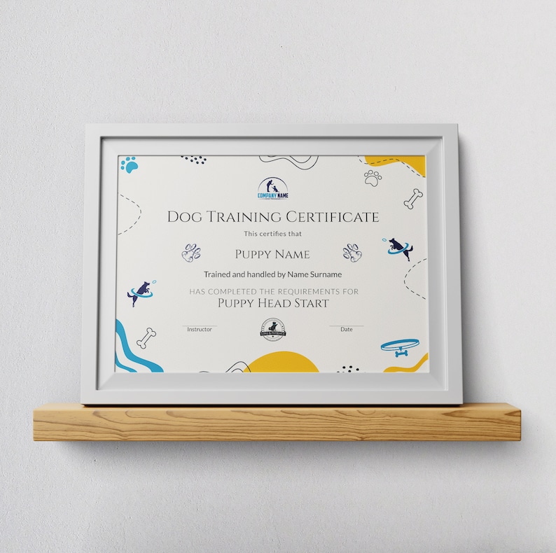 Canva Dog Training Certificate Template, Puppy Training Certificate ...