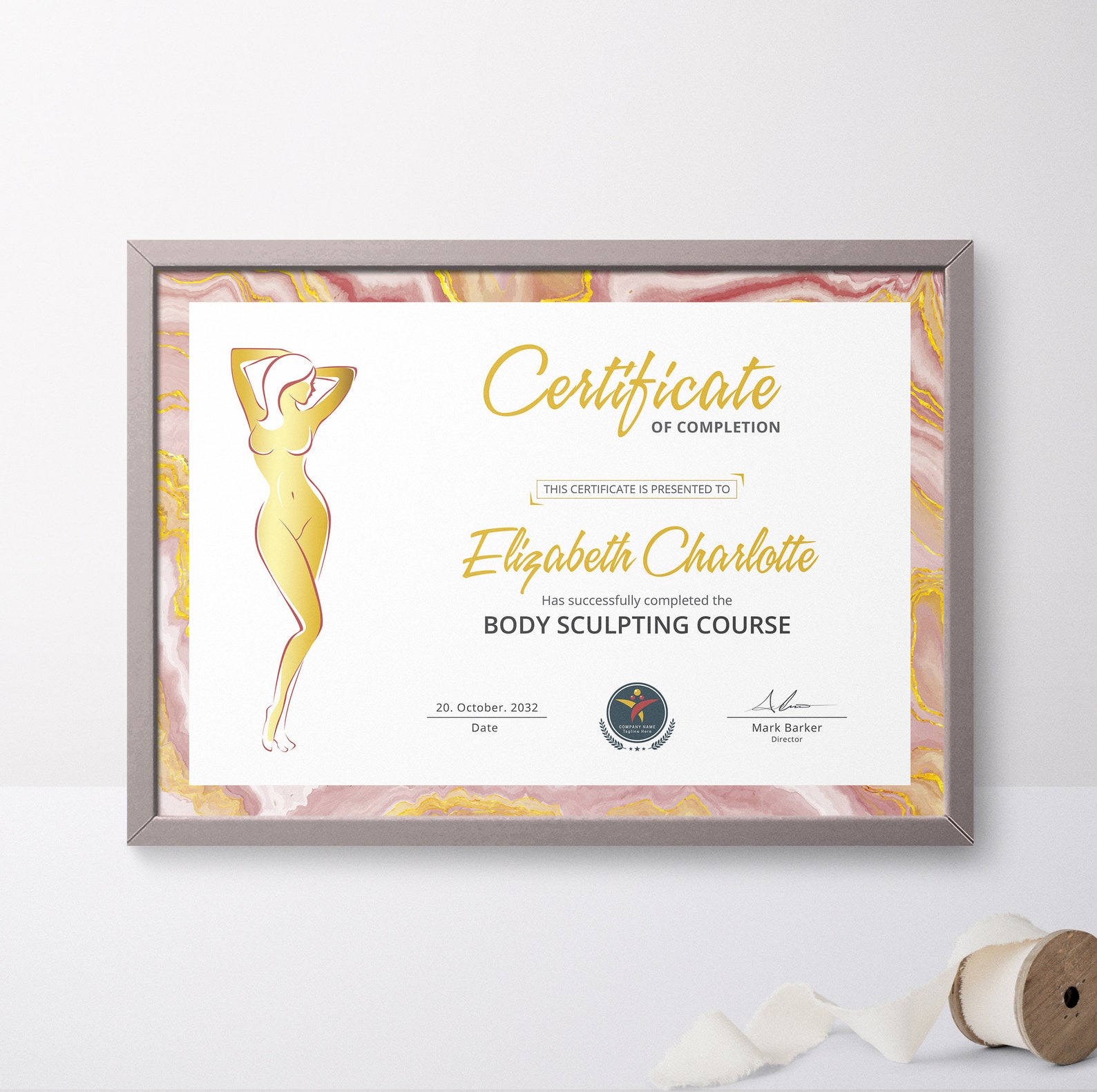 Certificate Template in Canva | Body Sculpting Certificate , Body ...