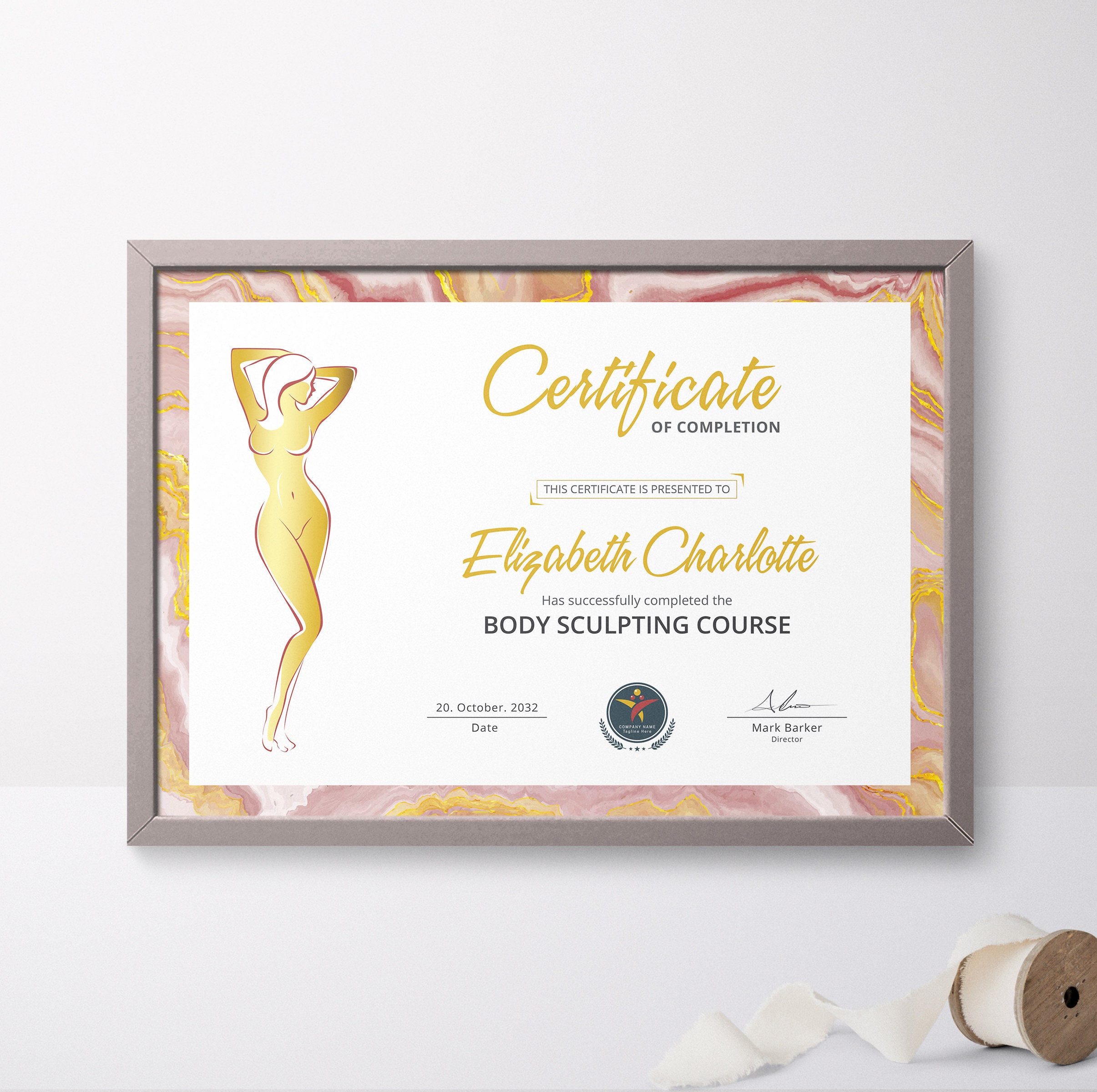 Certificate Template in Canva | Body Sculpting Certificate , Body ...