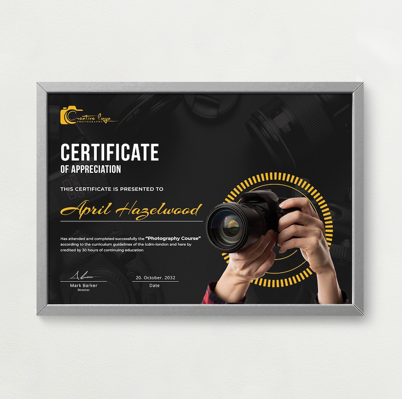 CANVA Photography Training Certificate , Certificate of Completion ...