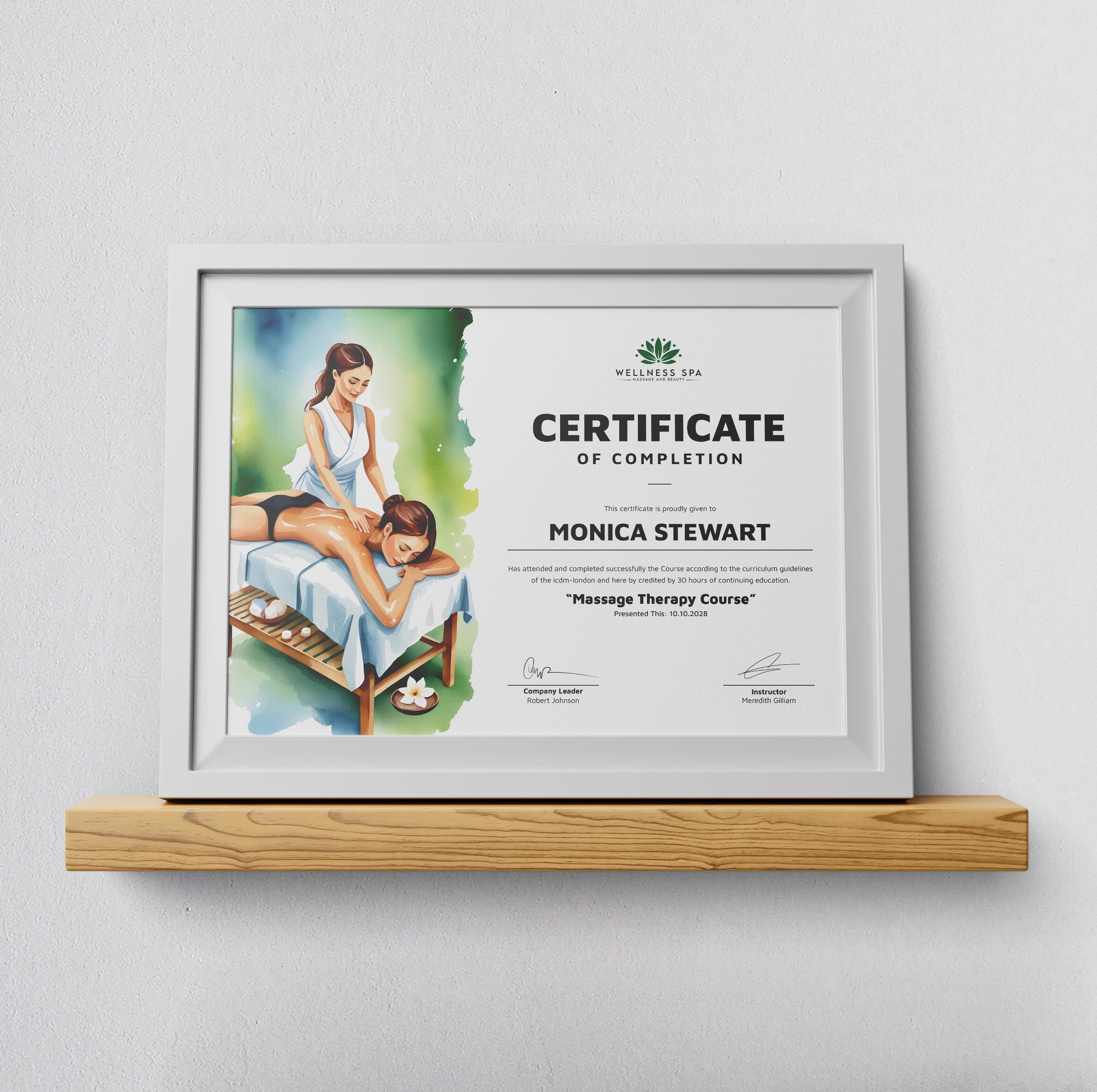 Massage Therapy Certificate Template in Canva | Certificate of ...