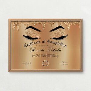 Lash Certificate Template in Canva | Instant Download | Printable Lash ...
