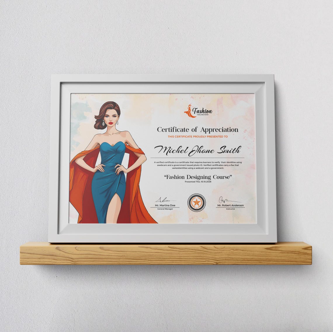 Fashion Designer Certificate in Canva | Instant Download | Printable ...