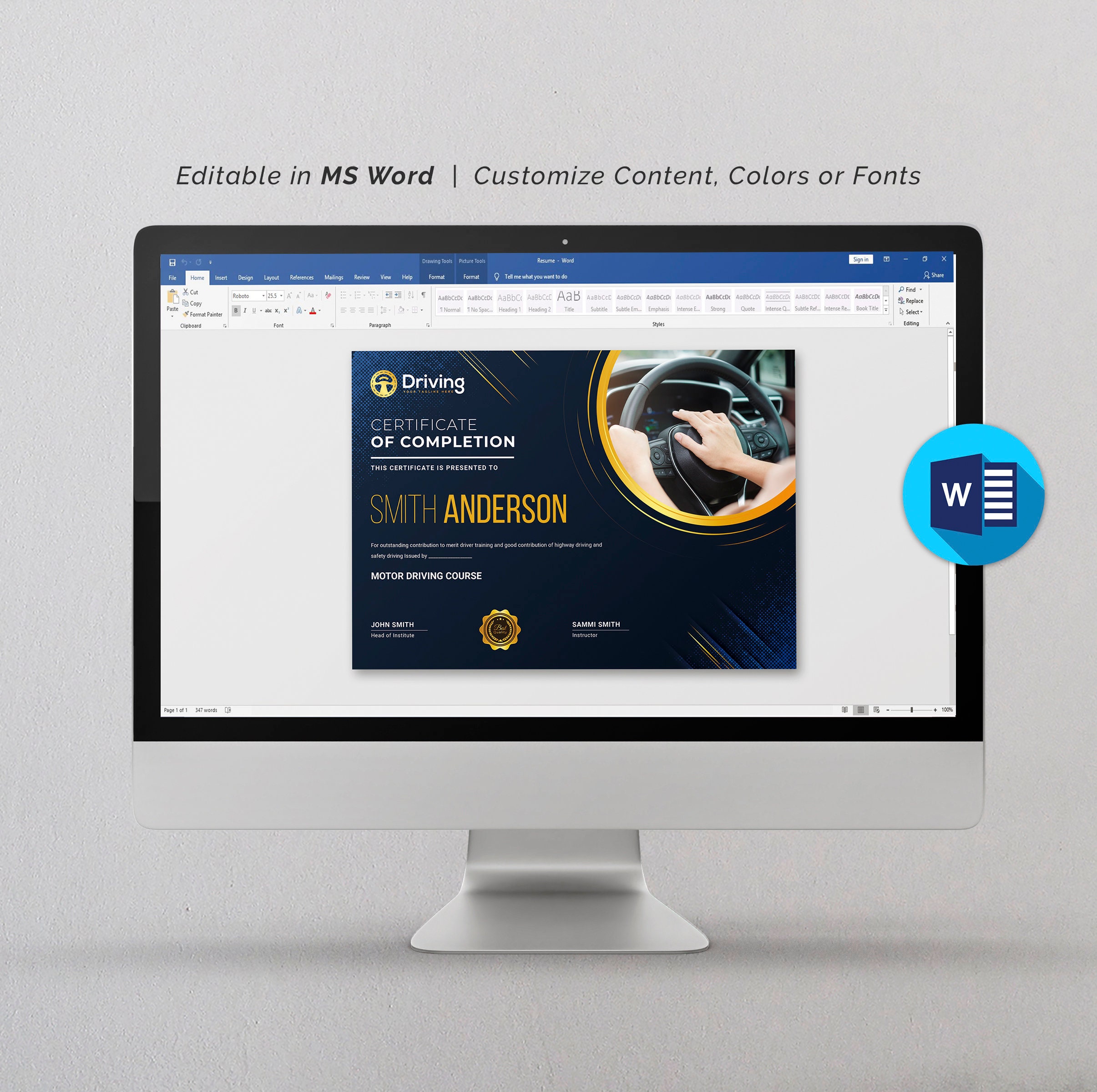 Certificate Template in Canva | Instant Download | Printable Driving ...