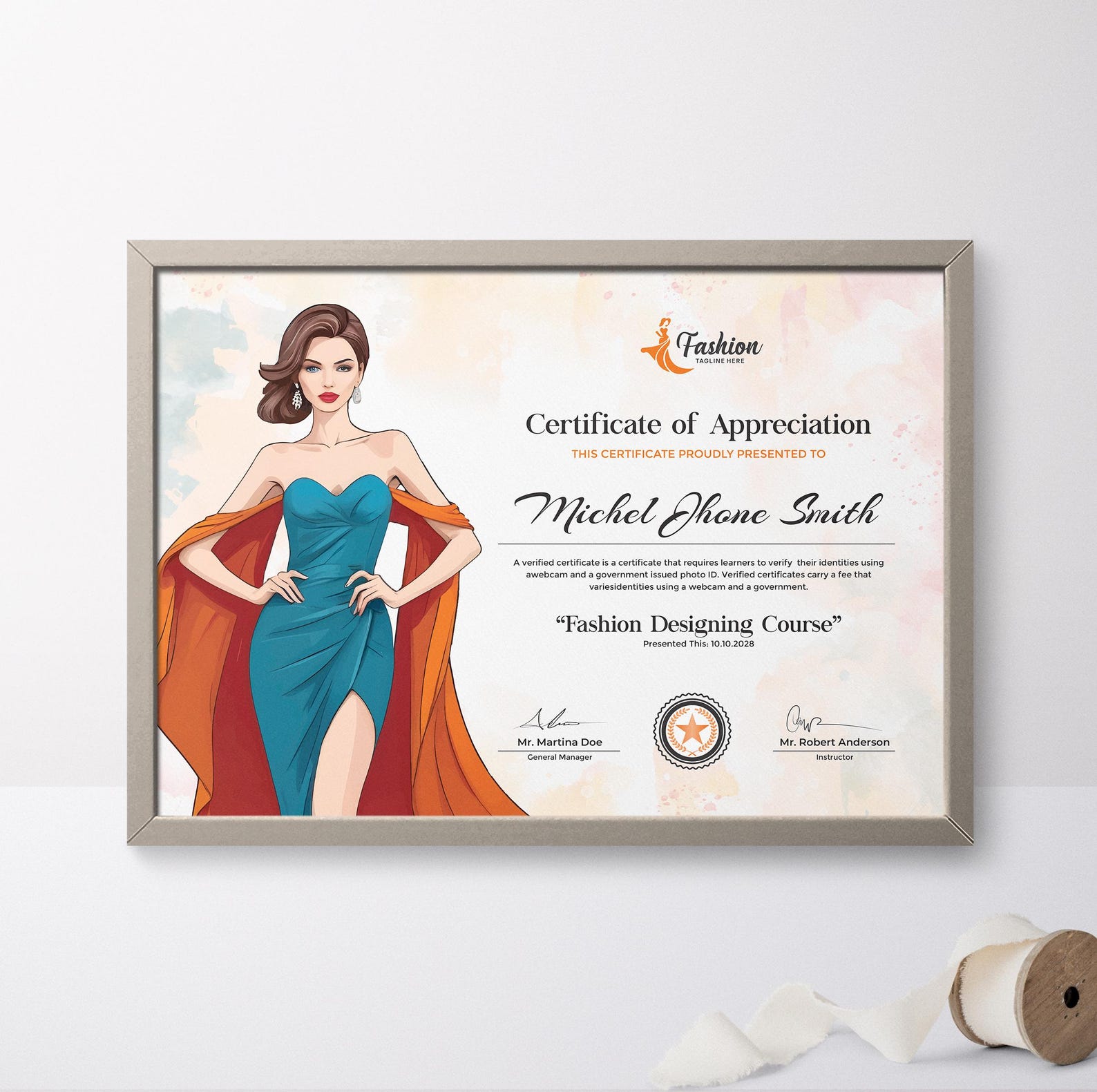 Fashion Designer Certificate in Canva | Instant Download | Printable ...