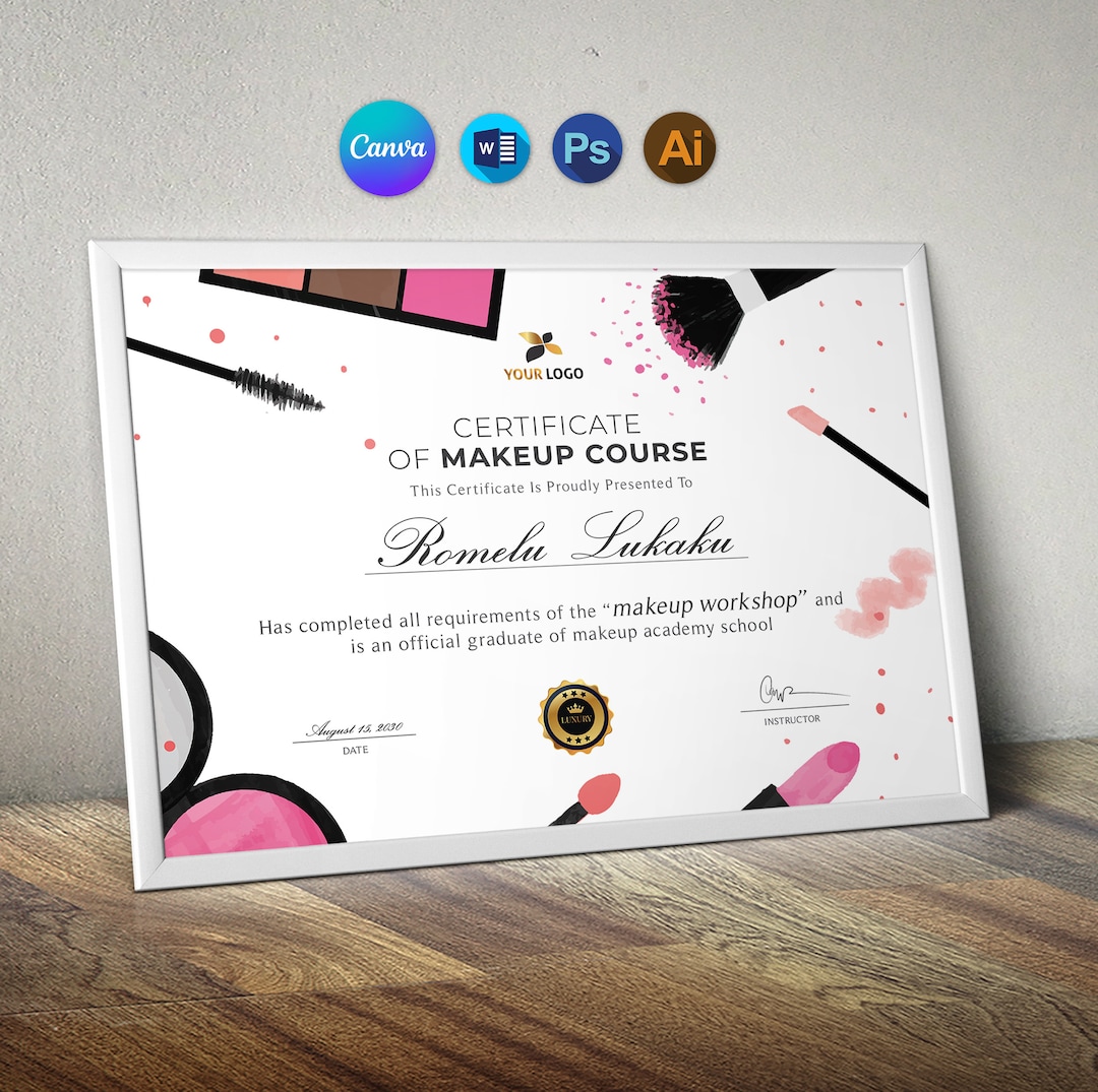 Certificate Template in Canva | Instant Download | Printable Makeup ...