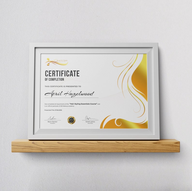 Hair Dressing Certificate Template in Canva | Instant Download ...
