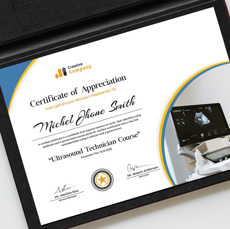 Certificate Template in Canva | Printable Ultrasound Technician Course ...