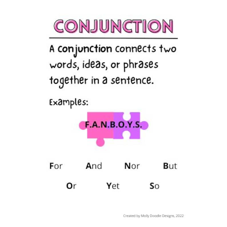 Conjunction Anchor Chart - Etsy