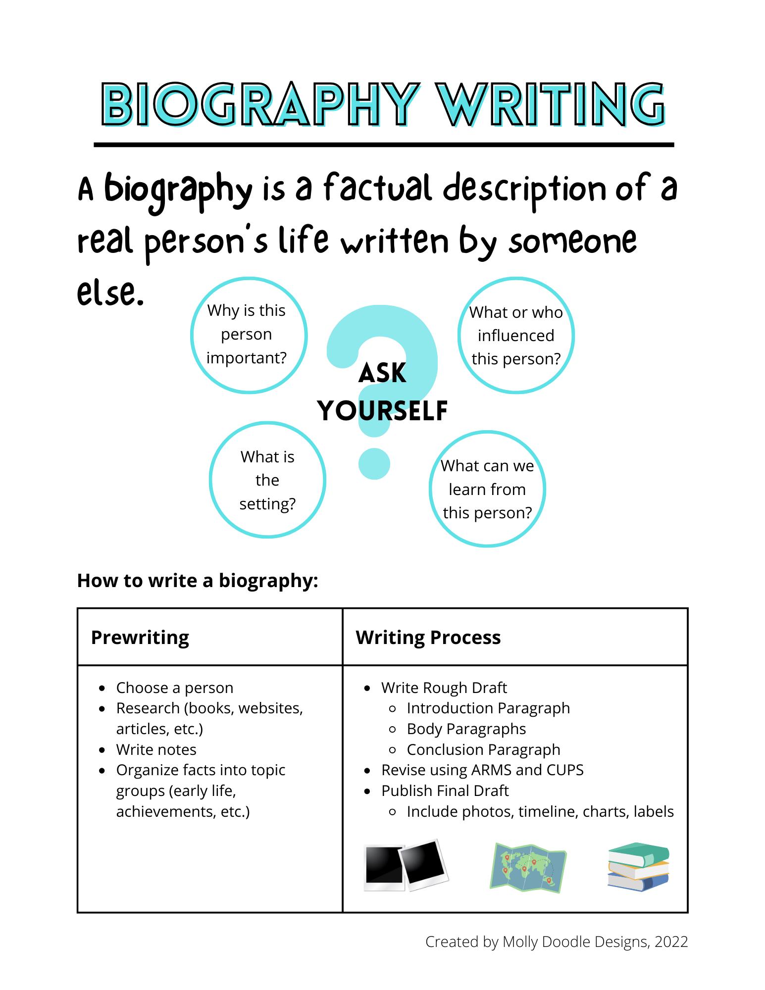Biography Writing Anchor Chart - Etsy