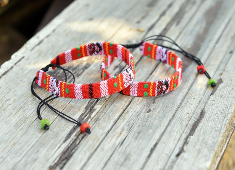 Red Boho Woven Surfer Bracelets Adjustable Red Color - Etsy
