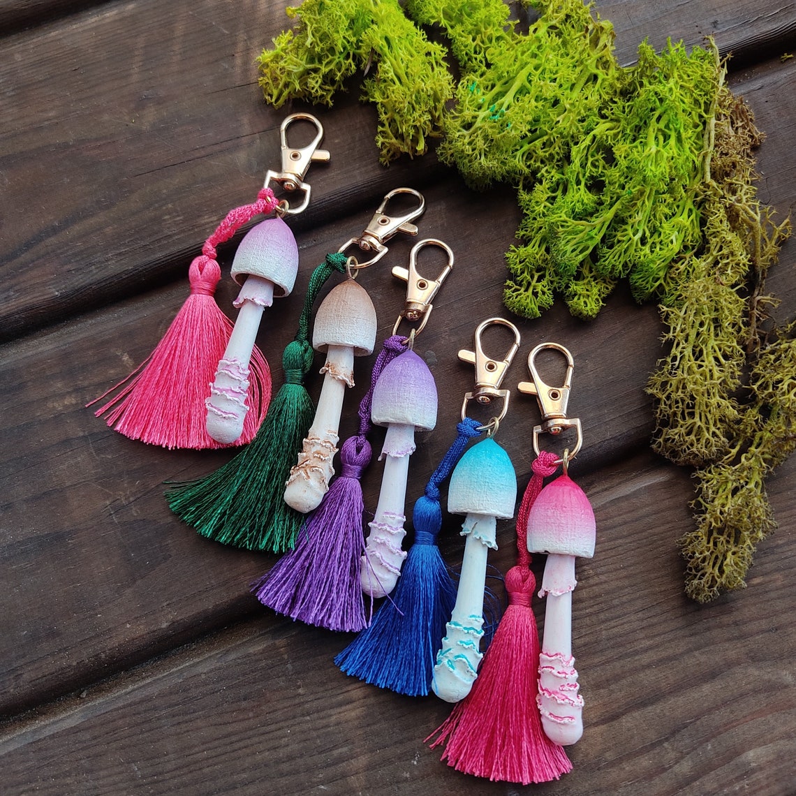 Handmade Mushroom Keychains Mushroom Key Fobs Boho Style - Etsy